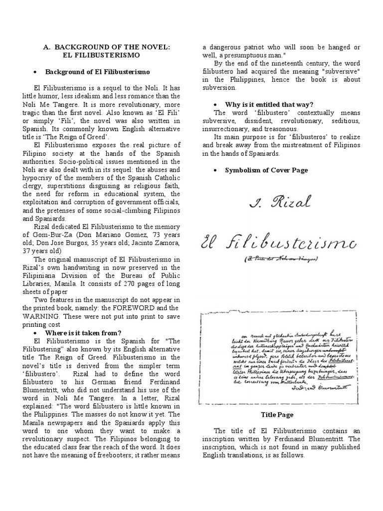 El Filibusterismo Philippines Philippines Background