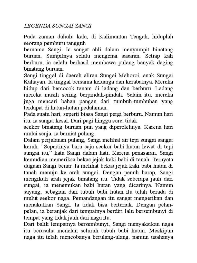 Legenda Sungai Sangi di Kalimantan | PDF