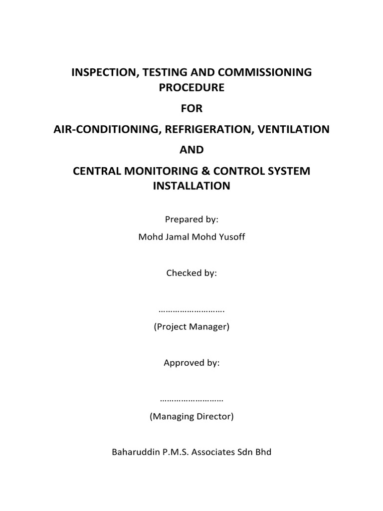 Inspection, Testing and Commissioning Procedure | Download Free PDF ...