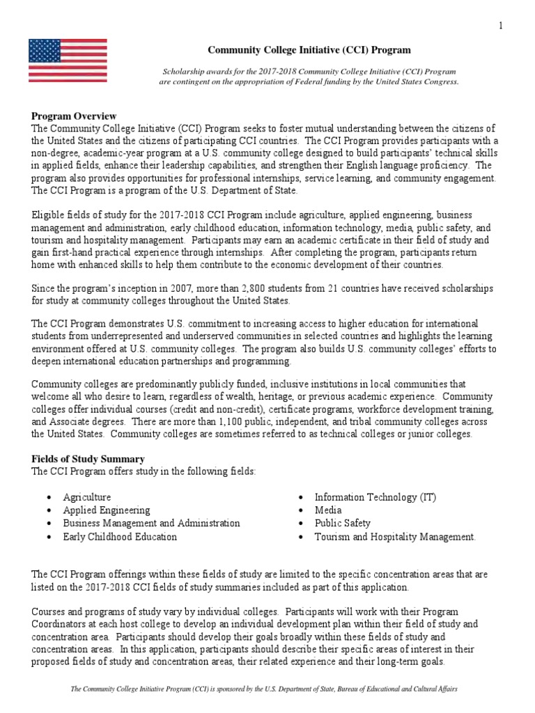CCI Program 2017-2018 Application Form | PDF | Comp Tia | Entrepreneurship