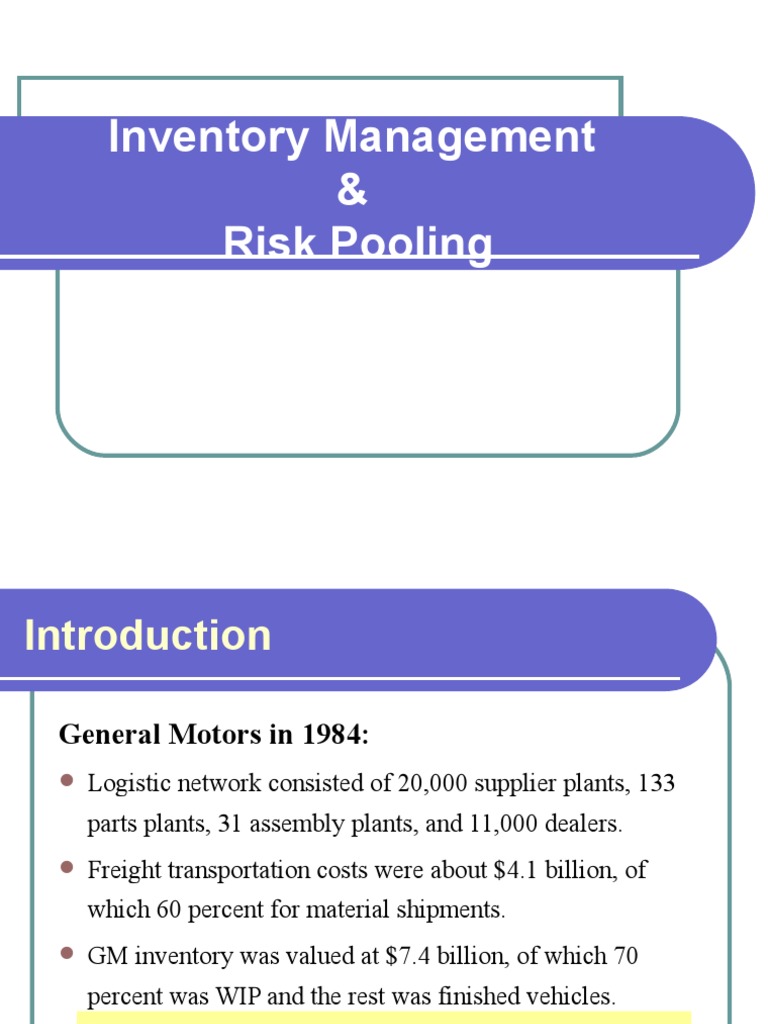 Inventory Management & Risk Pooling | Download Free PDF | Inventory ...