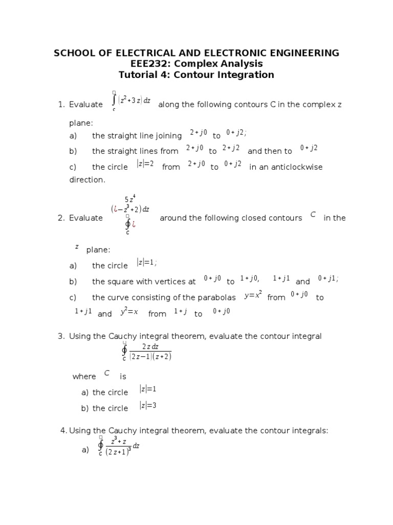 Tutorial Complex Integration | PDF | Teaching Methods & Materials | Science & Mathematics