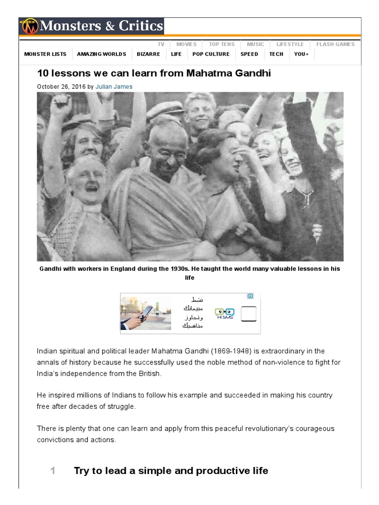 10 Lessons We Can Learn From Mahatma Gandhi | PDF | Mahatma Gandhi | Mind
