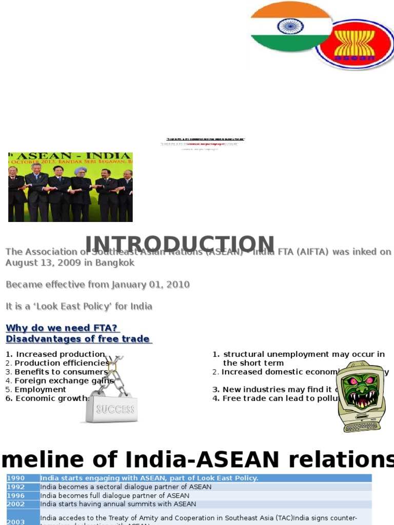 Asean Fta & Its Signnificance For Indian Global Trade": Presented by ...