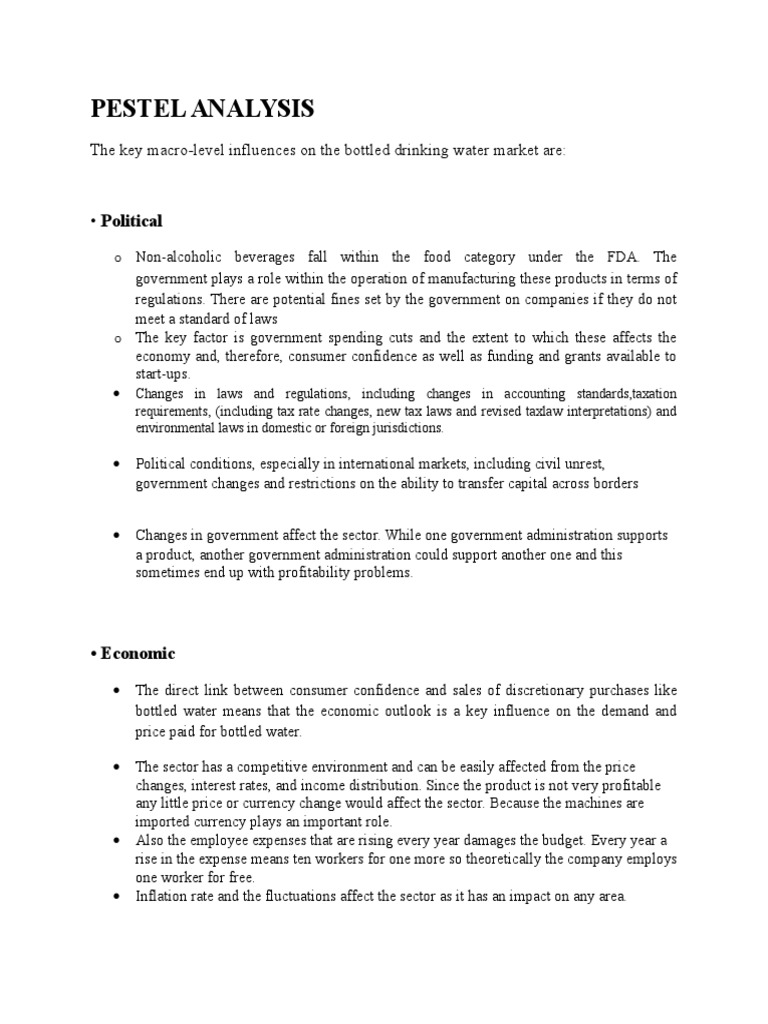 Pestal-Analysis Modified Version | PDF | Bottled Water | Taxes