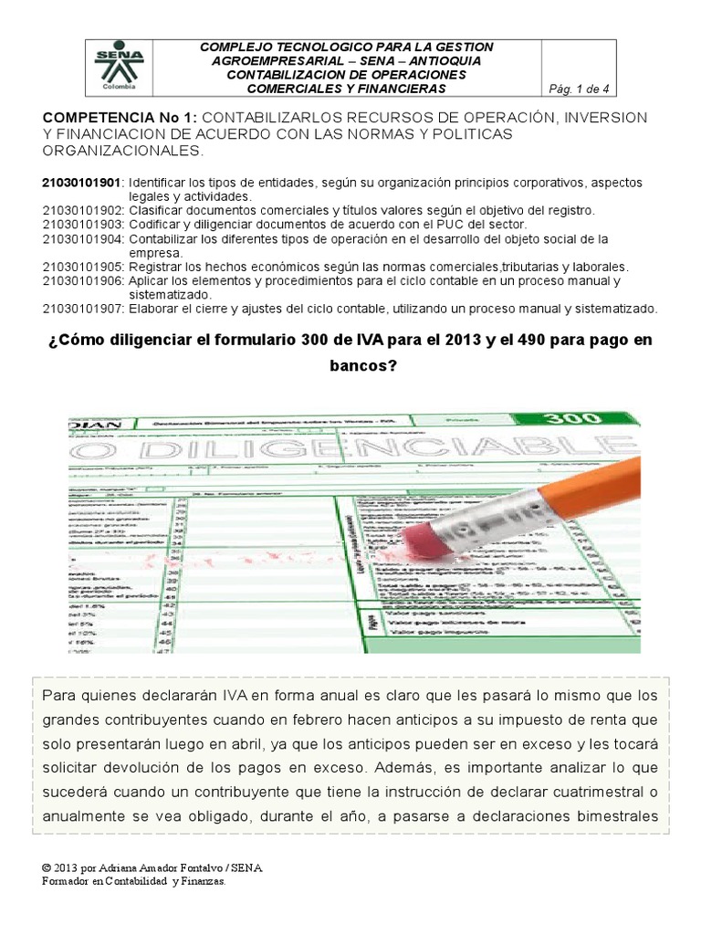 Como Diligenciar El Formulario 300 y 490 | PDF | Contabilidad | Business