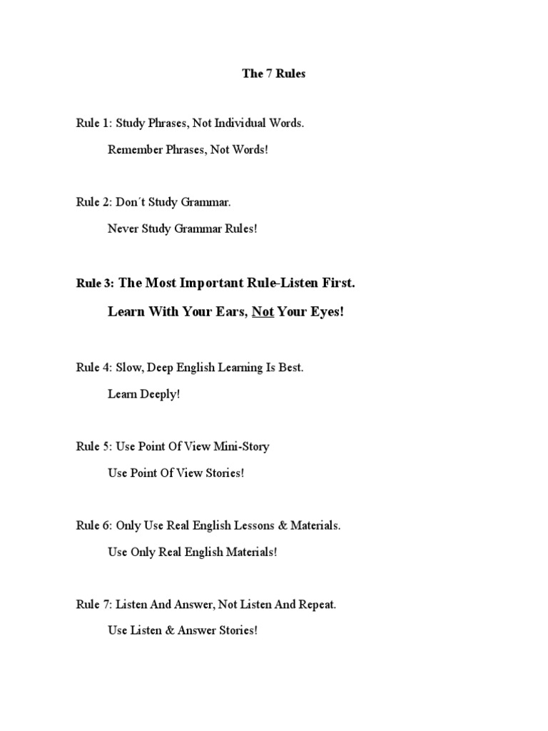 7 Essential Rules for Learning English | PDF | Self-Improvement