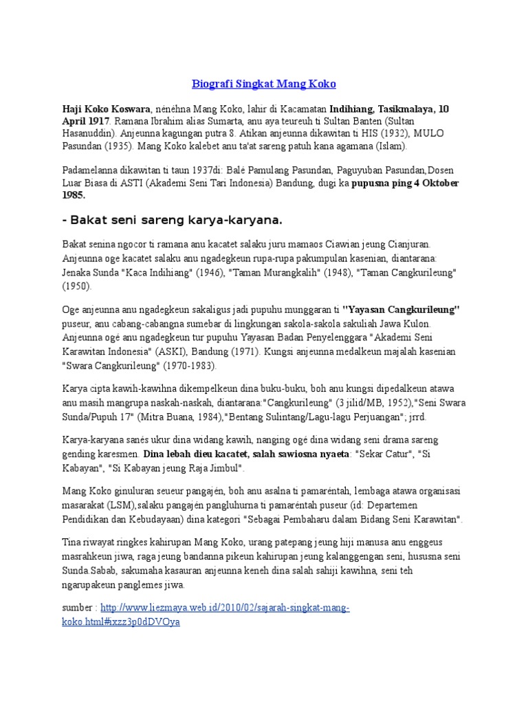 Biografi Singkat Mang Koko | PDF