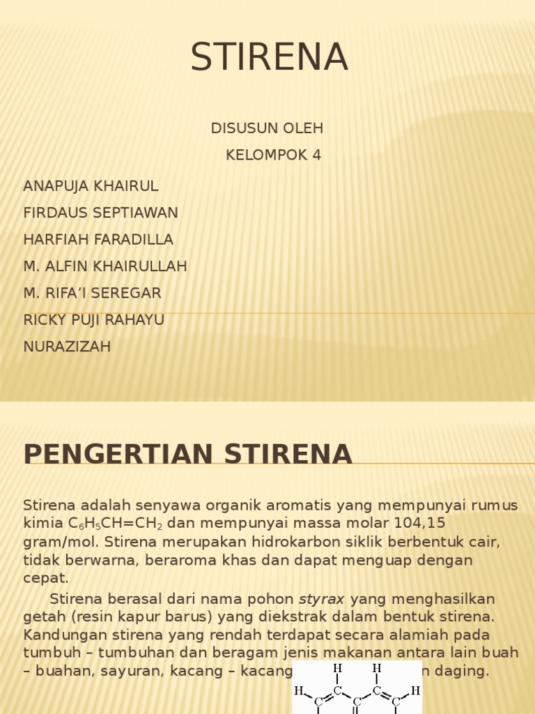 Kegunaan dan Proses Pembuatan Stirena | PDF | Sains & Matematika ...
