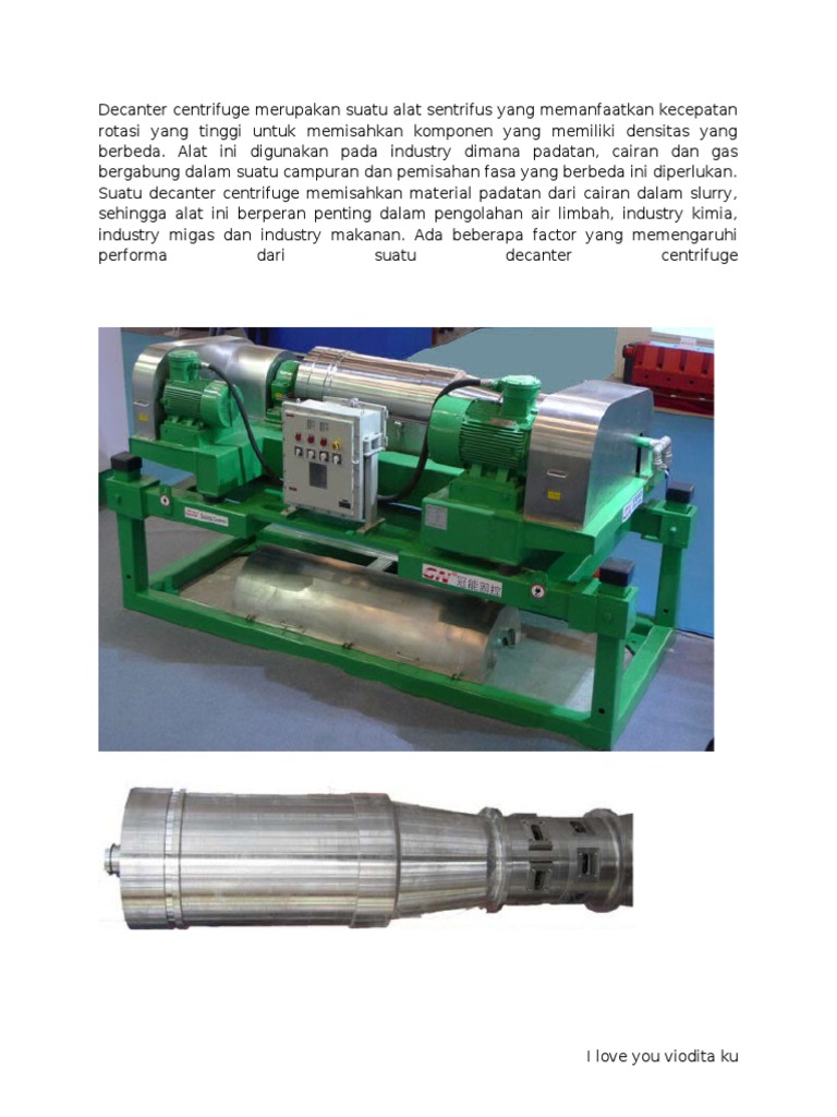 Decanter Centrifuge Merupakan Suatu Alat Sentrifus Yang Memanfaatkan ...