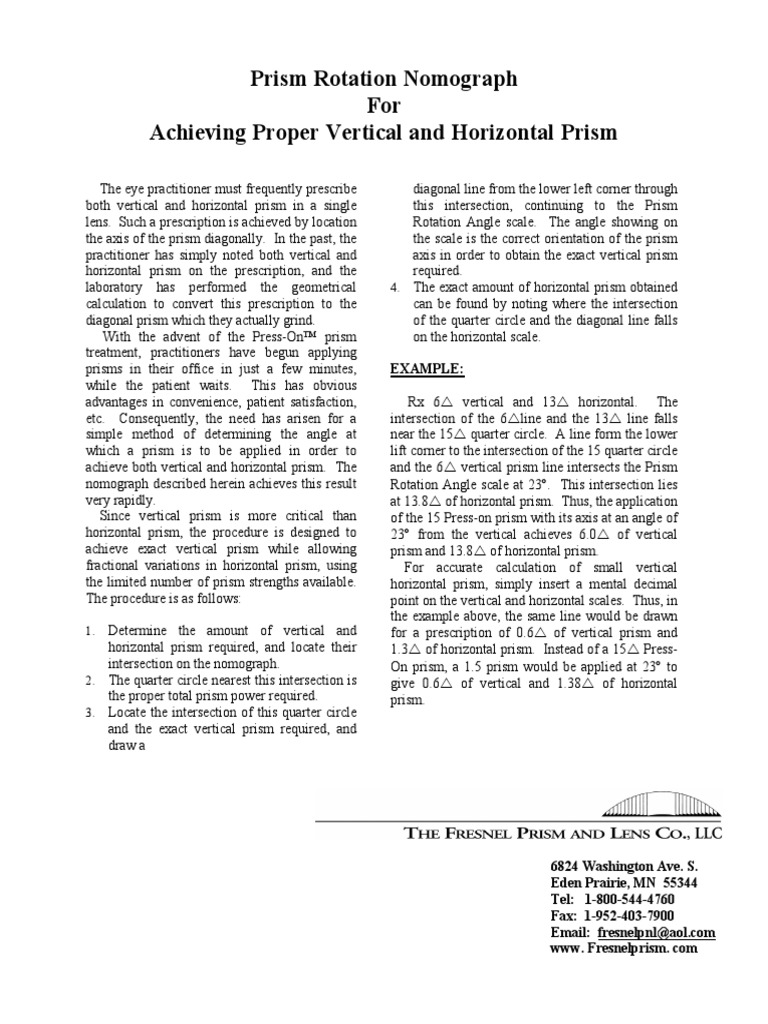 Nomograph Instructions | PDF | Prism | Rotation