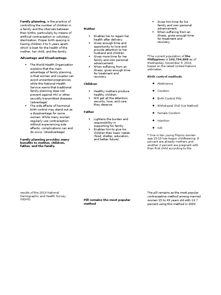 Family Planning, Is The Practice of Mother | PDF