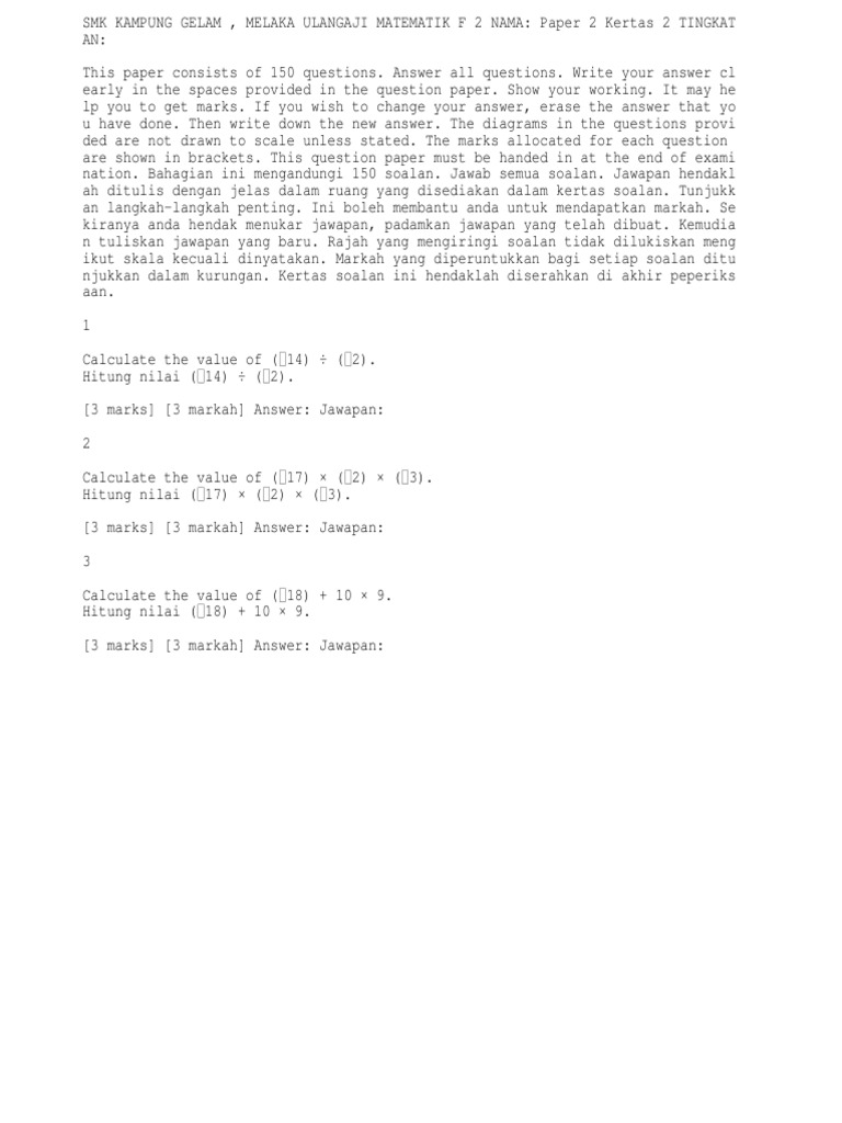 150 f2 Math Paper 2 | PDF | Cartesian Coordinate System | Elementary ...