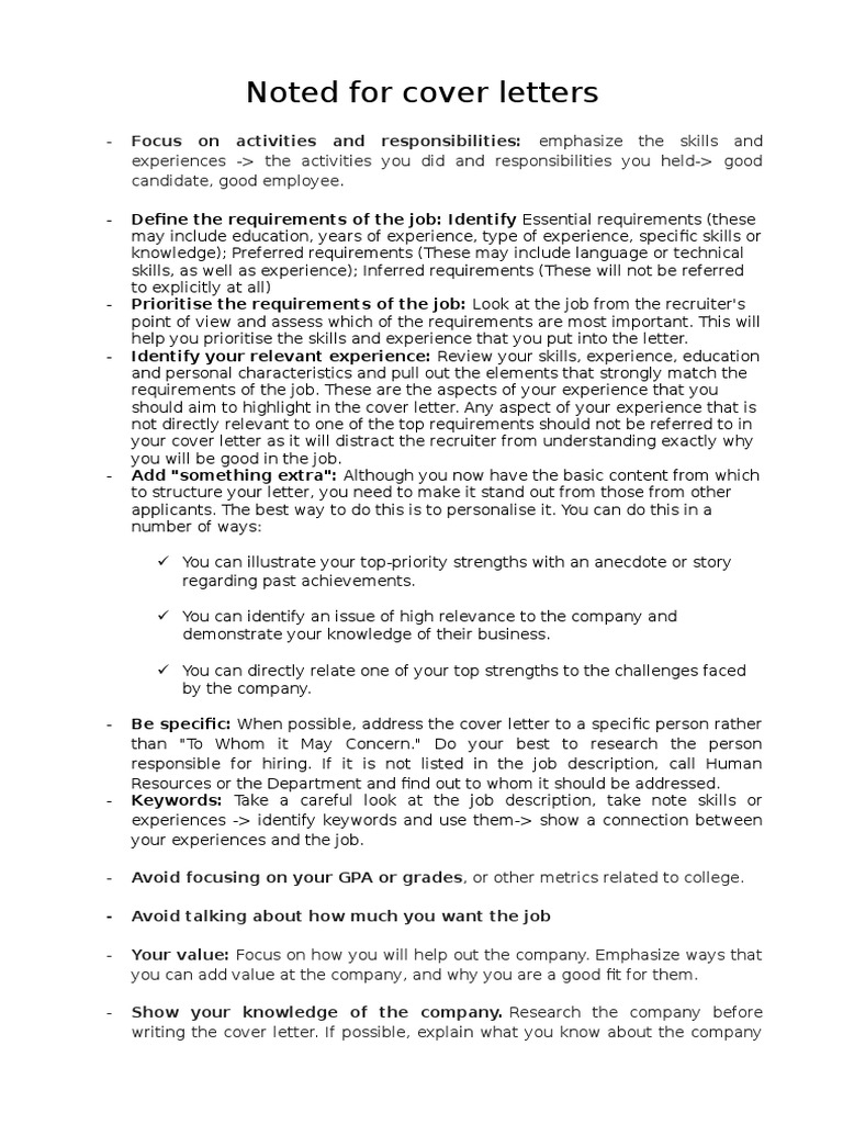 Essential Tips for Writing Cover Letters | PDF | Financial Analyst ...