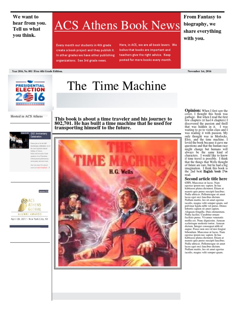 ACS Athens Book News: The Time Machine | PDF | The Time Machine | Leisure