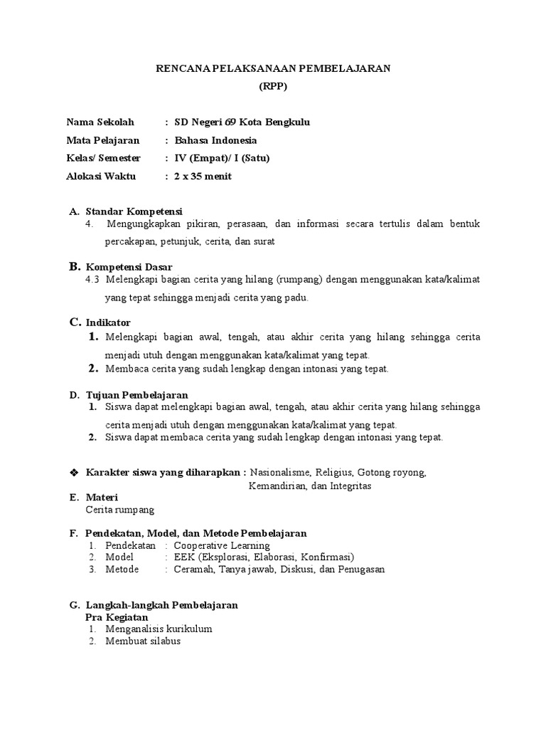RPP Kalimat Rumpang 4 | PDF