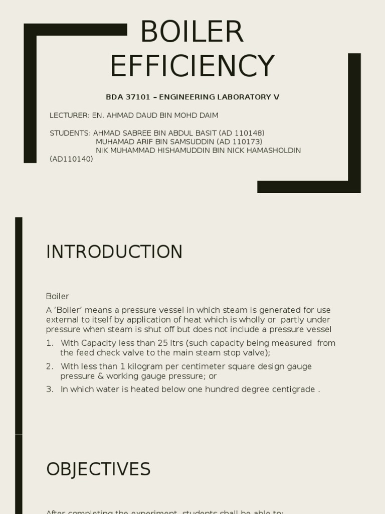 Boiler Efficiency Presentation | PDF | Boiler | Steam