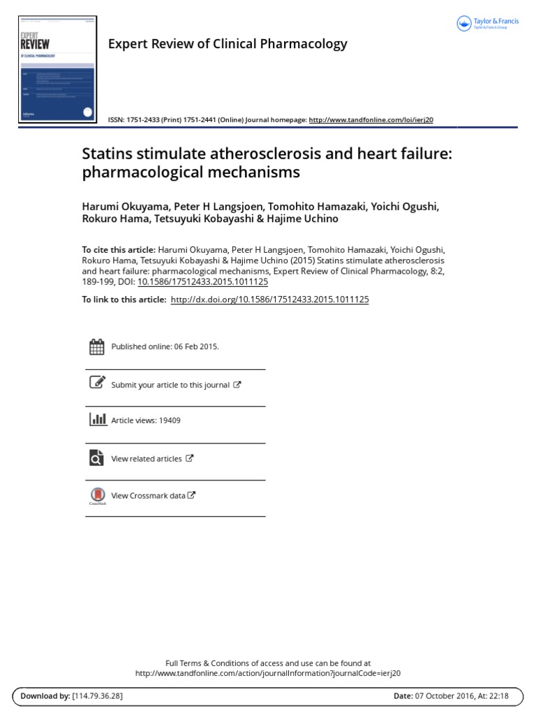 Statins Stimulate Atherosclerosis and Heart Failure Pharmacological ...