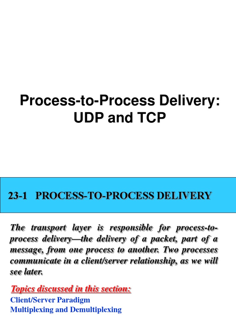 Process-to-Process Delivery: UDP and TCP | PDF | Transmission Control Protocol | Port (Computer ...