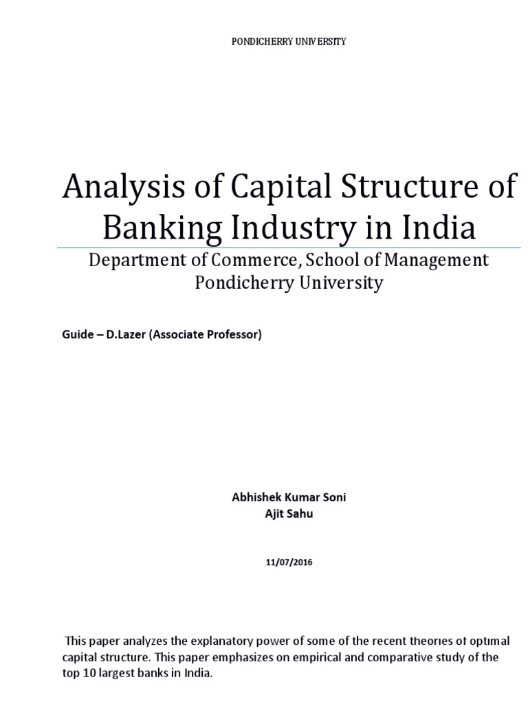 Capital Structure of Banking Companies in India | PDF | Capital ...