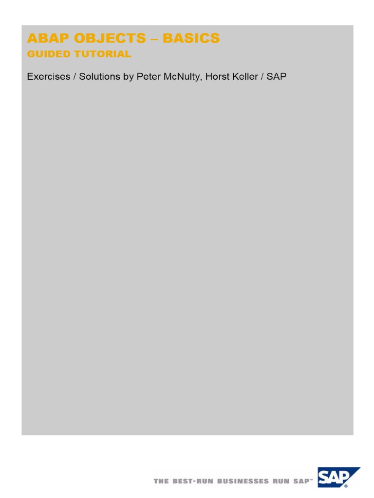 ABAP Objects - Basics Guided Tutorial | PDF