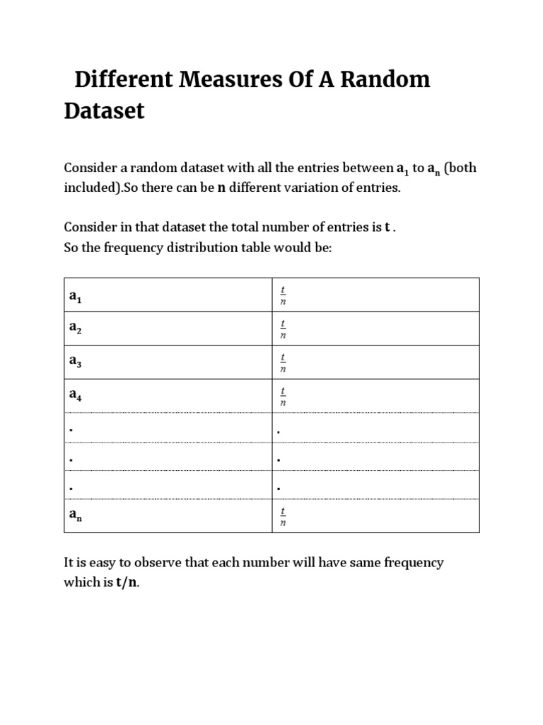 Measures of A Random Dataset | PDF | Teaching Methods & Materials ...
