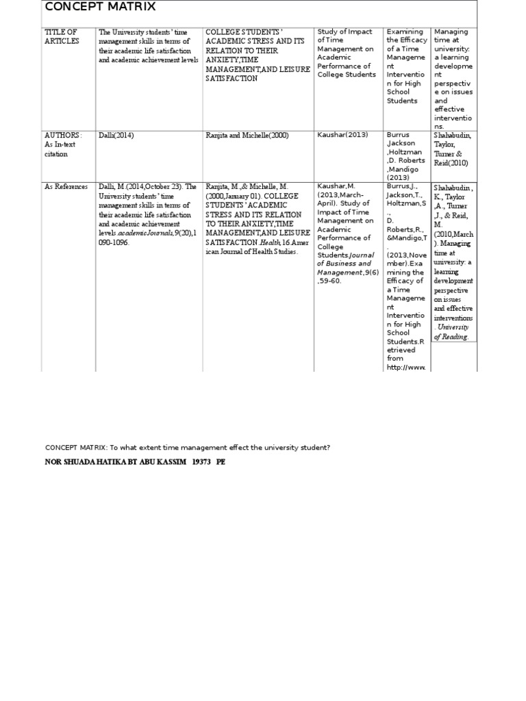 Concept Matrix Example | PDF