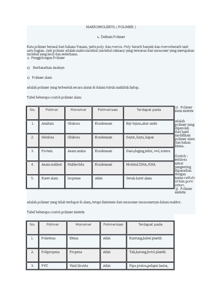Jenis Jenis Polimer | PDF