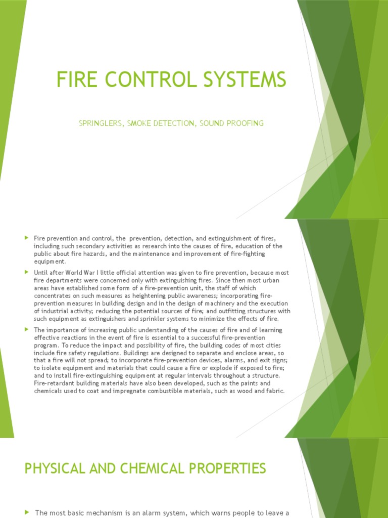 Fire Control Systems: Springlers, Smoke Detection, Sound Proofing | PDF ...