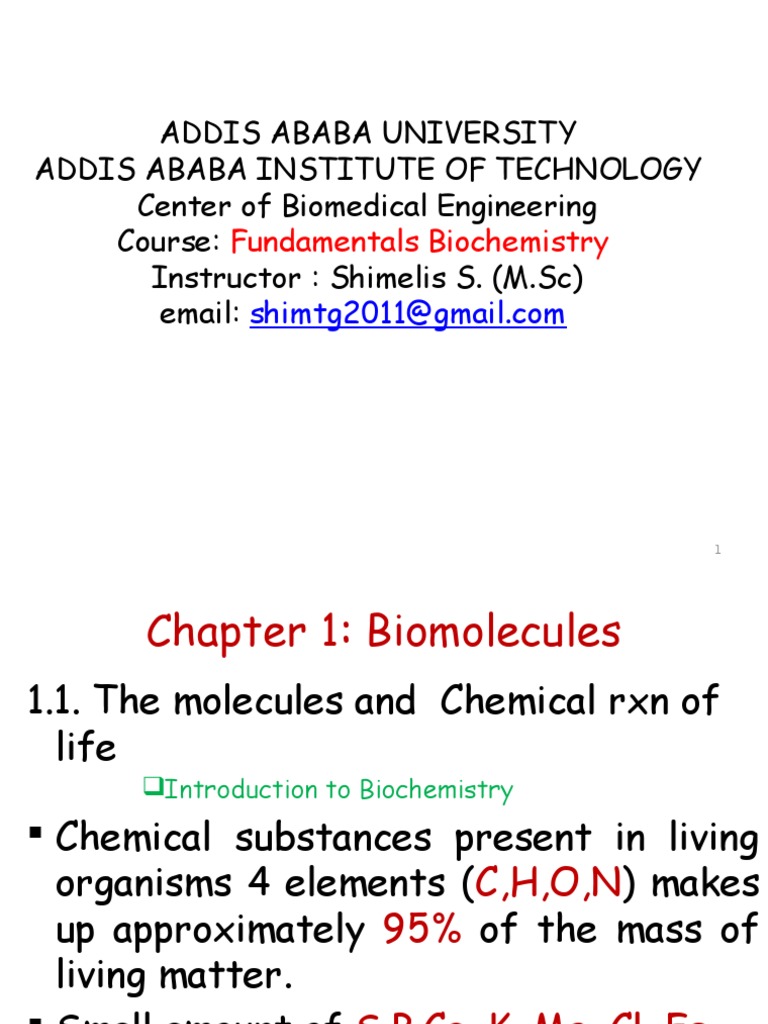 Biochemistry Chapter 1 | PDF | Properties Of Water | Cofactor ...