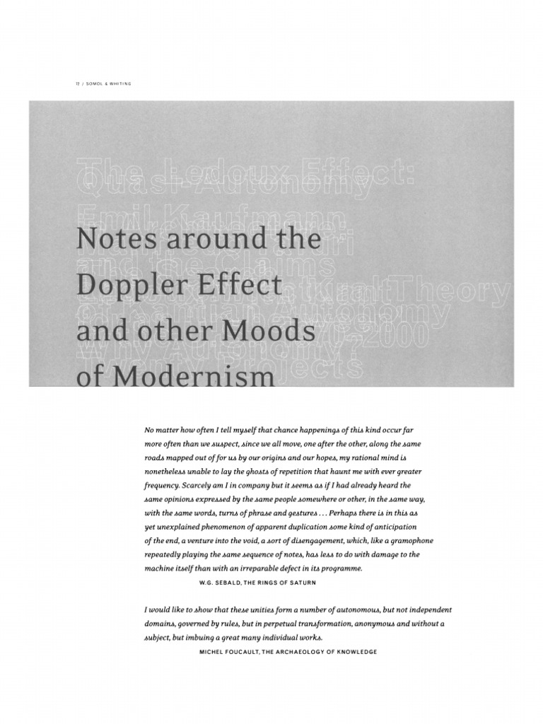 Notes Around The Doppler Effect and Other Moods of Modernism PDF | PDF ...
