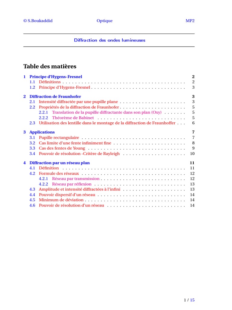 Chapitre 5op PDF | PDF | Diffraction | Pouvoir de résolution