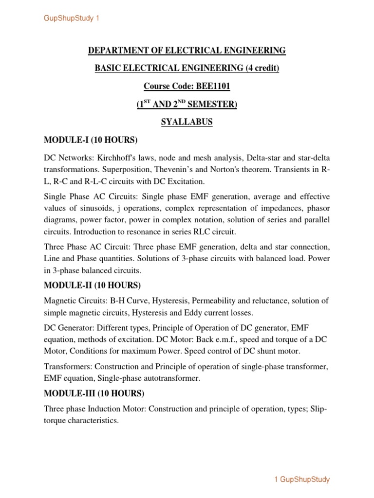Basic Electrical Engineering | PDF | Electrical Impedance | Ac Power