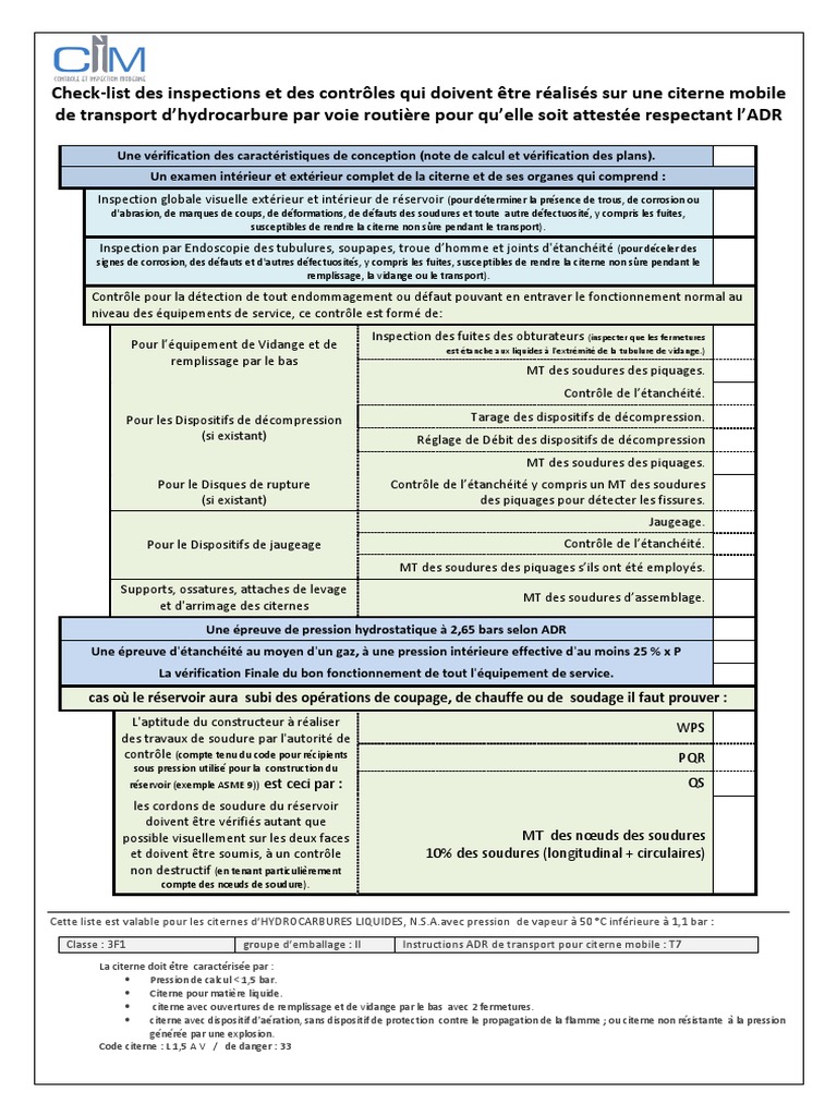 Check List ADR | PDF | Soudage | Construction
