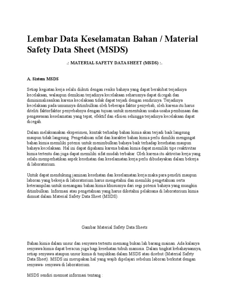 Lembar Data Keselamatan Bahan | PDF