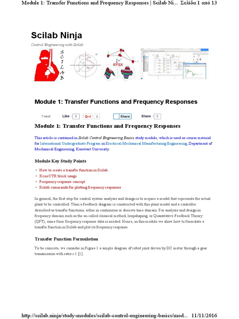 Analyzing the Frequency Response of a DC Motor Transfer Function Using Scilab | PDF | Analog To ...