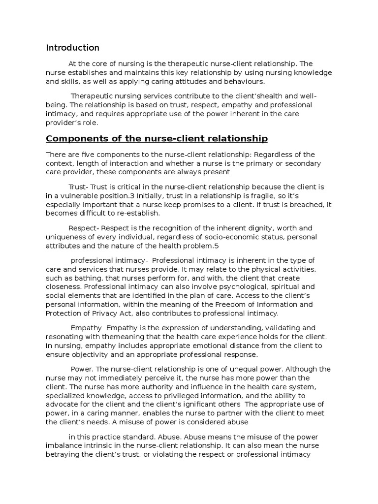 Therapeutic Nurse Client Relationship | Intimate Relationships | Nursing