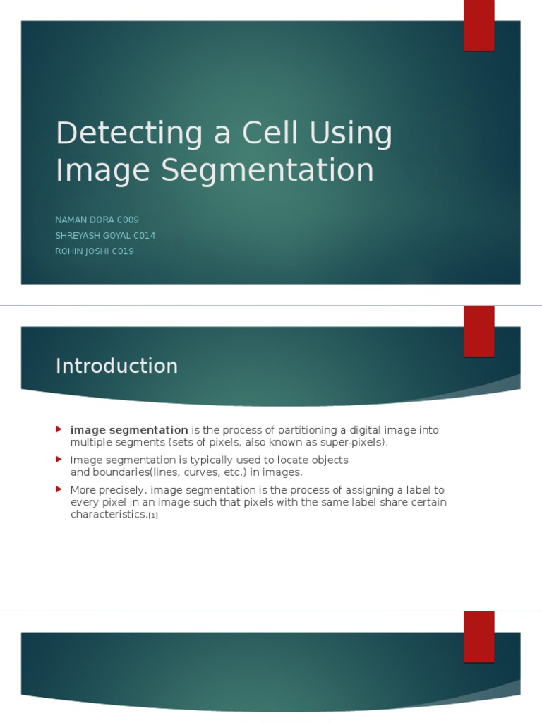 Detecting A Cell Using Image Segmentation: Naman Dora C009 Shreyash ...