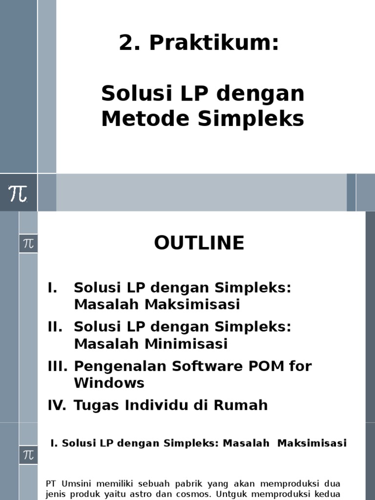 Solusi LP Dengan Simpleks | PDF | Metode & Bahan Ajar