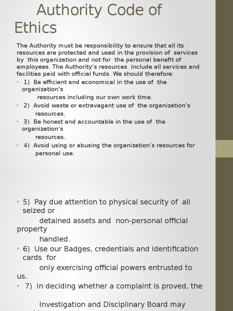 A Code of Ethics for Responsible Resource Management and Upholding ...