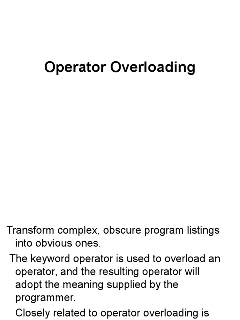 Operator Overloading1 | PDF | Data Type | Constructor (Object Oriented Programming)