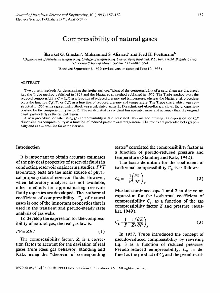 Compressibility of Natural Gas PDF | PDF