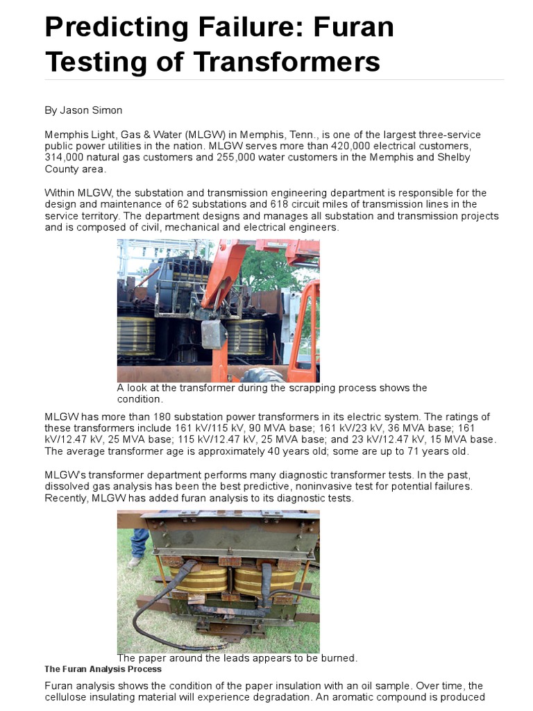 Predicting Failure - Furan Testing of Transformers - Utility Products ...