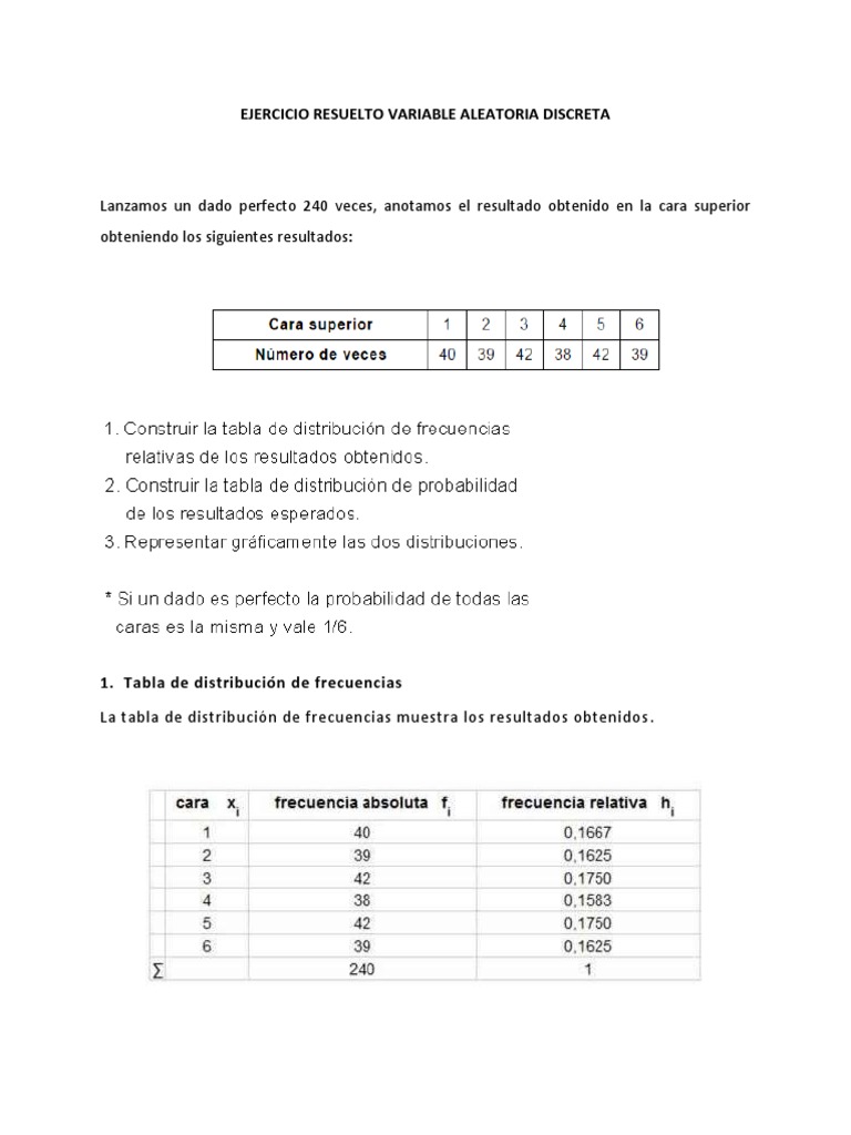Ejercicio Resuelto Variable Aleatoria Discreta | PDF