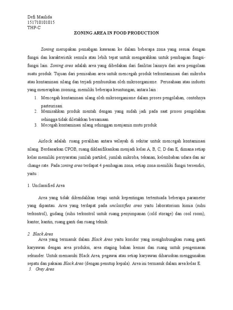 Zoning Area in Food Production | PDF
