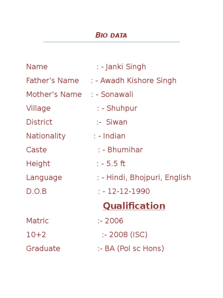 Bio Data | PDF