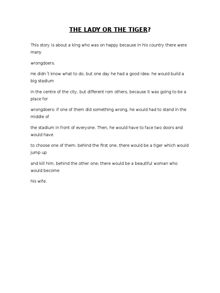 The Lady or The Tiger? | PDF