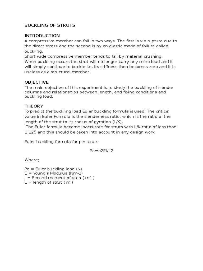 Buckling of Struts | PDF | Buckling | Continuum Mechanics