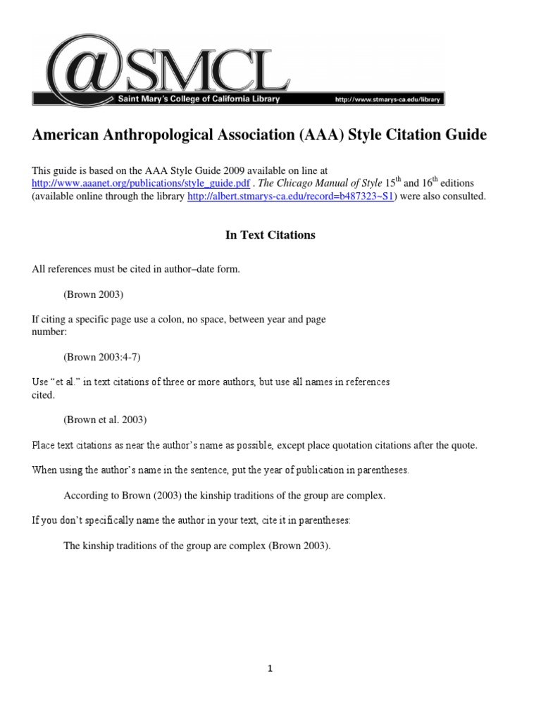 AAA Citation Guide | Digital Object Identifier | Citation