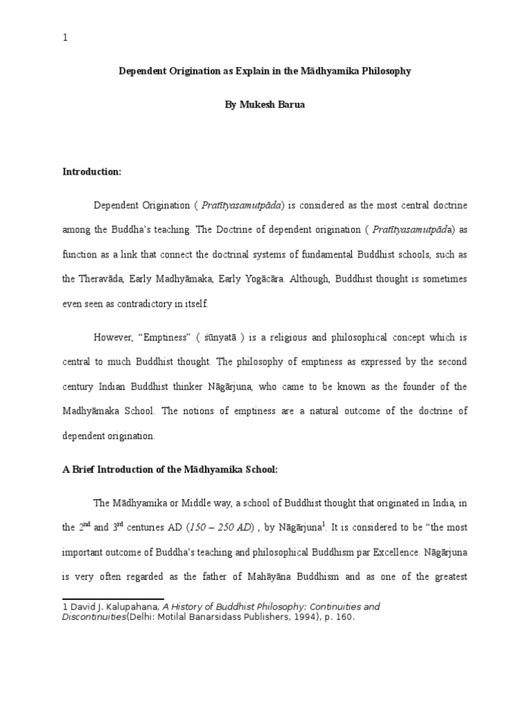 Dependent Origination As Explain in The Mādhyamika Philosophy | PDF ...